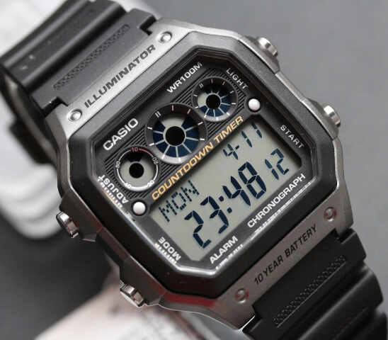 Casio AE-1300 — Classic Square Design with 9 Preset Timer
